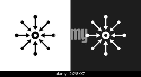 Centralized icon logo sign vector outline in black and white color ...