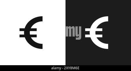 Euro sign outline flat white icons on round color backgrounds. 6 bonus ...