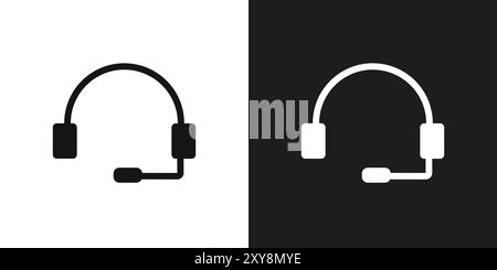 Headset icon logo sign vector outline in black and white color Stock ...