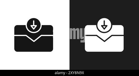 Inbox icon logo sign vector outline in black and white color Stock ...