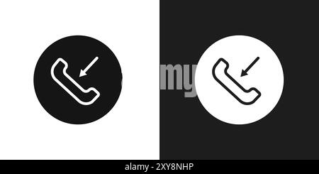 Incoming Call icon logo sign vector outline in black and white color ...