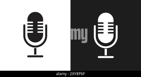 Microphone icon logo sign vector outline in black and white color Stock ...