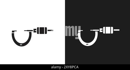 Micrometer icon logo sign vector outline in black and white color Stock ...