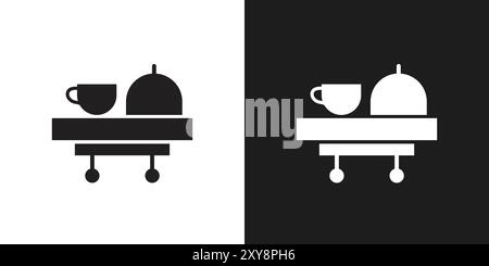 Room service icon logo sign vector outline in black and white color ...