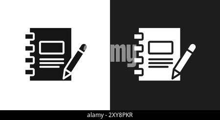 Notebook icon logo sign vector outline in black and white color Stock ...