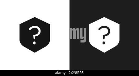 Shield interrogation icon logo sign vector outline in black and white ...