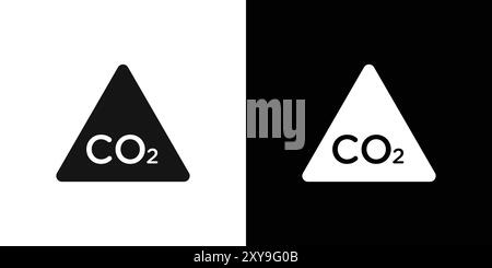 CO2 Triangle Warning icon logo sign vector outline in black and white ...