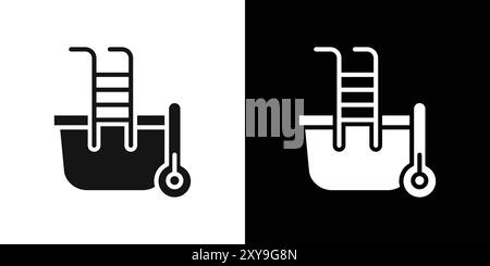 Cold plunge icon Black line art vector in black and white outline set ...