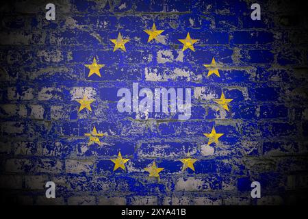 Flag on weathered cracked brick wall Stock Photo - Alamy