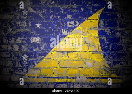 Flag on weathered cracked brick wall Stock Photo - Alamy