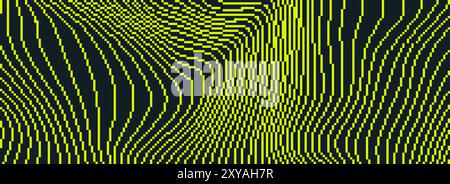 Dithered curved wavy texture. Black pixelated glitch lines background ...