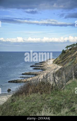 Hundested, Denmark on the cliff overlooking the sea. Baltic Sea coast ...