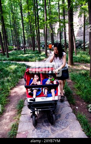 Twins with their Chinese nanny in China Stock Photo - Alamy