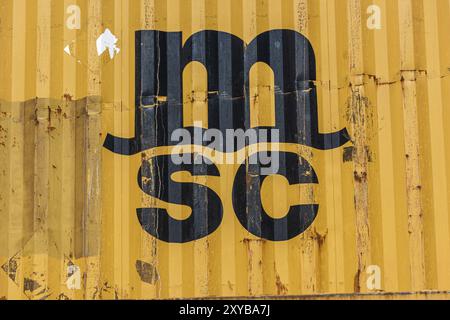 Gothenburg, Sweden - April 03 2022: Yellow MSC shipping containers ...