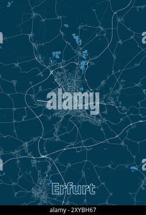 Modern City Map - Erfurt city of Germany with boroughs and titles DE outline map Stock Vector ...