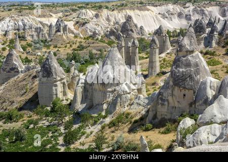 Typical and inhabited turkish rock formations in the Cappadocia region ...