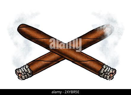 Drawing with two crossed cigars. Smoking cigar Stock Photo - Alamy