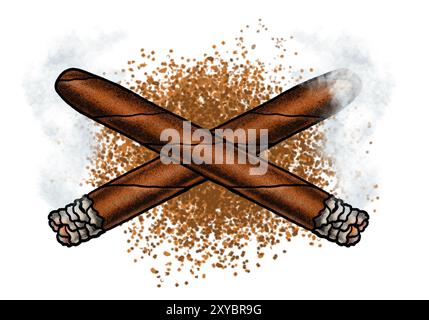 Drawing with two crossed cigars. Smoking cigar Stock Photo - Alamy
