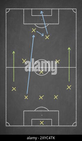 Scheme football game on blackboard background Stock Photo - Alamy