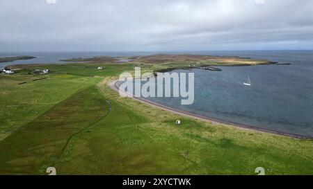 Papa Stour is one of the Shetland Islands in Scotland, with a ...
