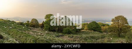 A view from the top of Abdon Burf, Brown Clee Hill which at 540 metres ...