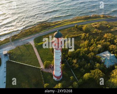 Paldiski Peninsula and lighthouse during a sunrise, photo aerial view ...