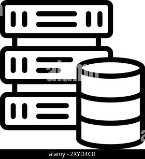 Servers and database linear icons set. Reliability, Capacity ...
