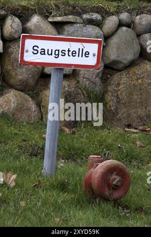 Sign for a suction point for the fire brigade on the water Stock Photo ...