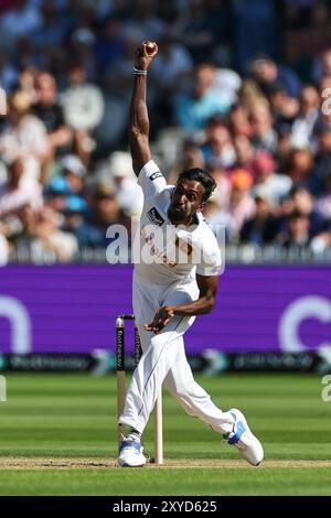 Milan Rathnayake of Sri Lanka delivers the ball during the England Men ...
