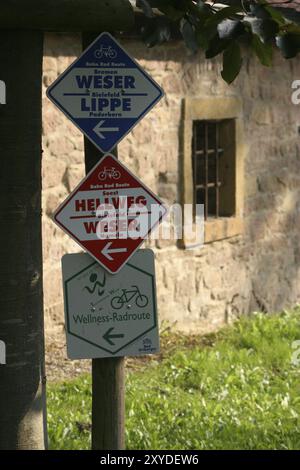 A sign at the junction of 3 cycle paths in Darlington Yorkshire Stock ...