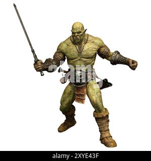 3D rendering of a fantasy monster orc isolated on white background ...