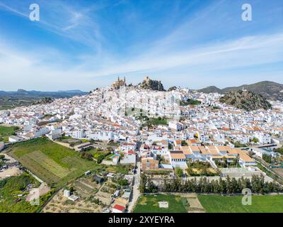 Olvera, Spain. Aerial view of old touristic town Olvera, Spain ...