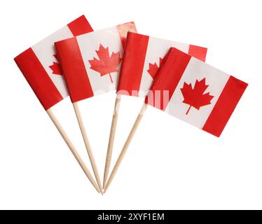 Small paper flags of Canada isolated on white Stock Photo - Alamy