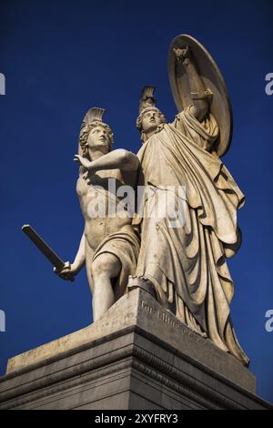 antique statue of two greek male gods wrestling each other Stock Photo ...