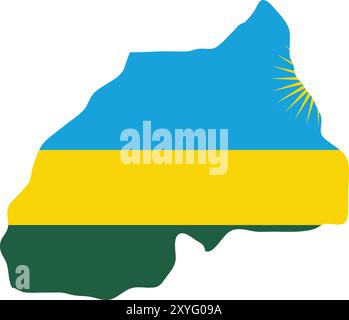 Rwanda Flag in Map, Rwanda Map with Flag, Country Map, Rwanda Map with ...