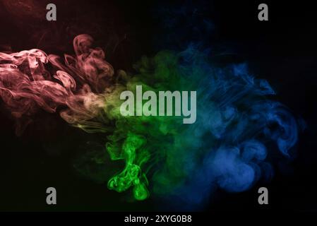 Blue and pink steam on a black background. Copy space Stock Photo - Alamy