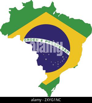 Illustration of flag in map of Brazil Stock Vector Image & Art - Alamy