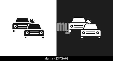 Car crash icon logo sign vector outline in black and white color Stock ...