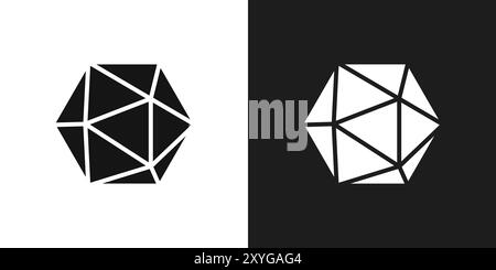 Dice d20 icon logo sign vector outline in black and white color Stock ...