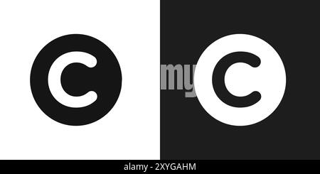 Copyright icon logo sign vector outline in black and white color Stock ...