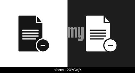 Delete document icon logo sign vector outline in black and white color ...