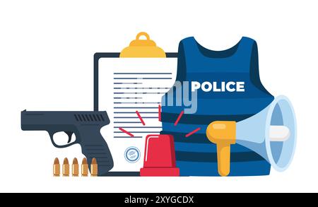 Police professional equipment for pursue and capture a criminal. Police ...