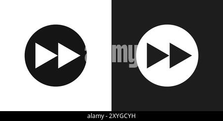Rewind icon logo sign vector outline in black and white color Stock ...
