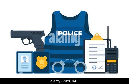 Police professional equipment for pursue and capture a criminal. Police ...