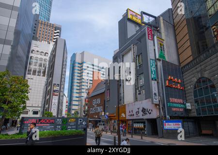 Modern commercial building on Hanamichi dori Street at Kabukicho 2 ...