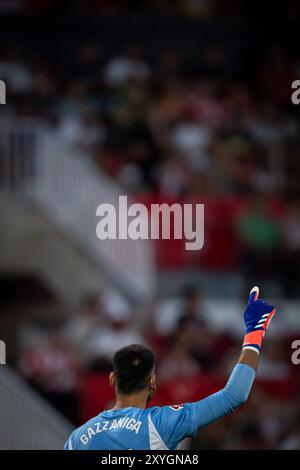 Paulo Gazzaniga of Girona Fc gestures during the Uefa Champions League ...