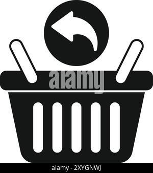 Shopping basket with return arrow symbol. Pixel perfect, editable ...