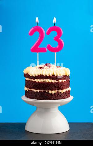 Birthday cake with candle number 23 - Coral fusion background Stock ...