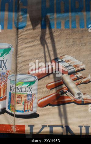 Kenlux Paint Advertisement painted on a canvas blind, Ranau, Sabah ...