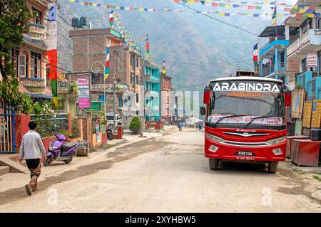 The town of Syabrubesi, the starting point for treks into Langtang ...